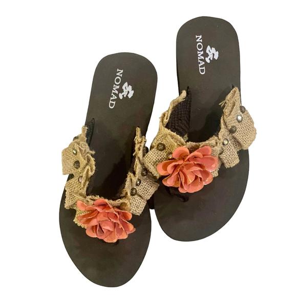 Yoki | Shoes | New Yoki Womens Handmade Burlap Wedge Flip Flops In ...
